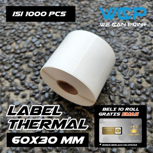 Jual LABEL THERMAL 60X30 KERTAS STICKER BARCODE 60 X 30 MM ISI 1000 ...