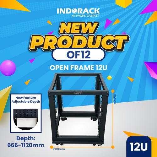 Jual INDORACK OF12 Open Frame Rack 12U Adjustable Depth 660 - 1120mm 19 ...