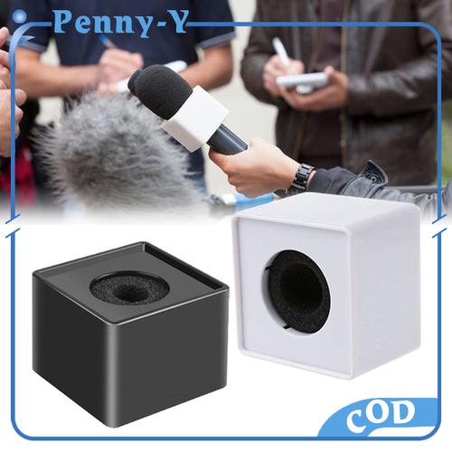 Jual Mic Holder Mic Flag Cube Mic Interview Abs Microphone Holder ...