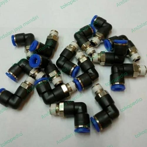 Jual fitting nepel pneumatic elbow selang 8mm drat 1/4 inch (PL8-02 ...