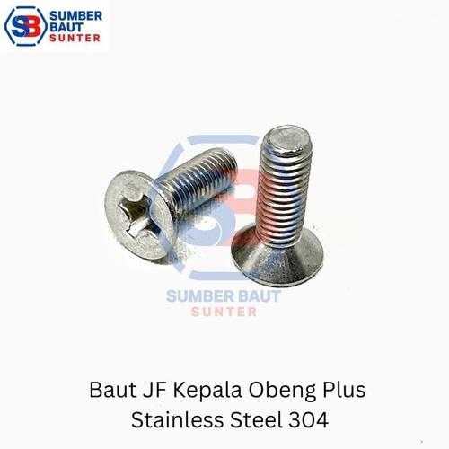Jual JF M6x30 Baut Kepala Obeng + Rata Stainless SS 304 Flat Head M6 x ...