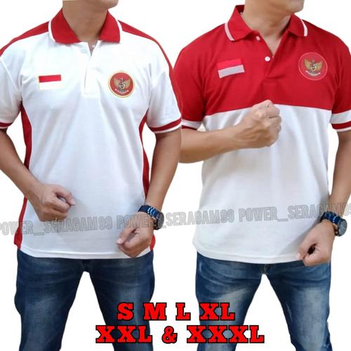 Jual kaos kerah merah putih INDONESIA / Polo shirt bendera INDONESIA ...