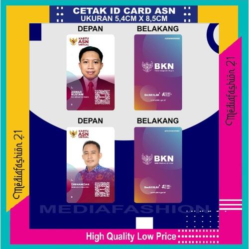 Jual Cetak ID Card ASN (Aparatur Sipil Negara) Bahan PVC - Satu Sisi ...