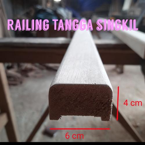 Jual Railing tangga Pegangan tangga kayu Meranti ukuran 4 x 6 x 1 meter ...