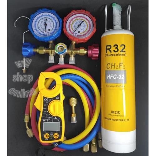 Jual NS PAKET ALAT PENGISIAN FREON AC RUMAH R32 MANIFOLD DOUBLE + TANG ...