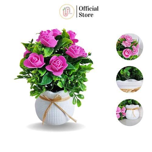 Jual Tanaman Hias Plastik Pot Bunga Mawar Artificial Dekorasi Rumah ...