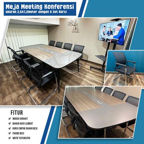 Jual Ottadel Meja Meeting Konferensi Minimalis / Meja Rapat 6 Set Kursi ...