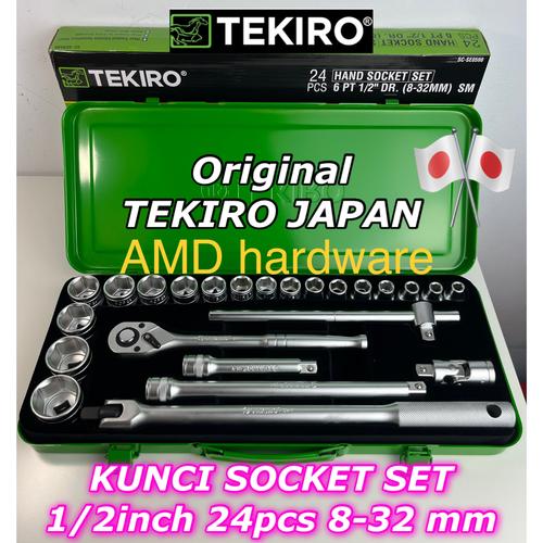 Jual KUNCI SOCKET SET 24 pcs 8-32 mm TEKIRO LIPPRO KAPUSI MATA SOK RACHET - MEREK TEKIRO ...