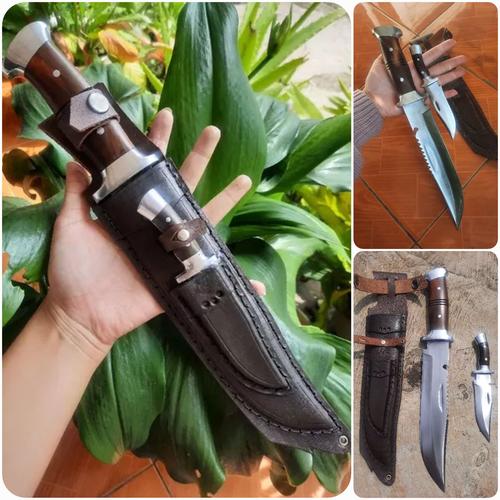 Jual Pisau Camping Outdoor Pisau Rambo Beranak Set Sarung Kulit Sapi ...