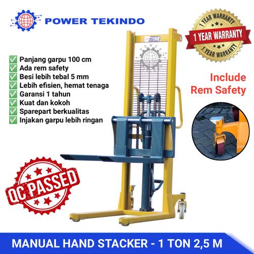 Promo (Ada Rem) AMW Hand Stacker 1 Ton 2,5 M Manual Forklift Angkat Barang - Roda Nylon - Kota ...