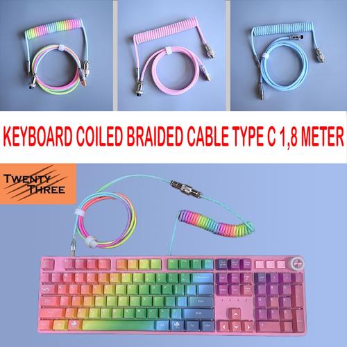 Jual Kabel USB Type C Coiled Braided Cable Mechanical Keyboard Premium ...