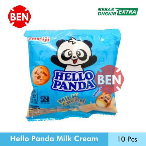 Jual Hello Panda MILK CREAM 1 Renceng 10 Sachet Biskuit Susu Biru Kecil ...