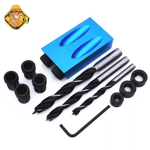 Jual Poket Hole Jig RDEER Kit Adapter + mata bor Dowel Set 14 pcs ...