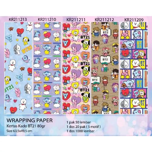 Jual KERTAS KADO KOREA, KERTAS KADO BT21, BUNGKUS KADO, WRAPPING PAPER ...