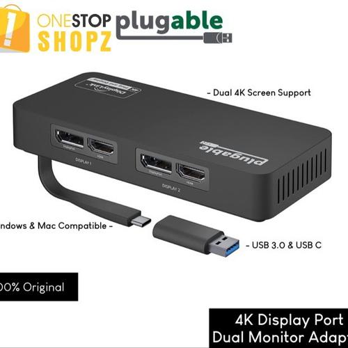Jual PLUGABLE 4K DISPLAYPORT HDMI DUAL MONITOR ADAPTER MACBOOK PRO M1 ...