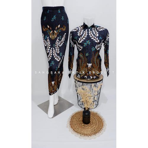 Jual Batik Couple Modern/Baju Batik Lamaran/Kemeja Lengan Panjang/Rok ...