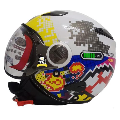 Jual HELM RETRO KYT ELSICO #7 WHITE YELLOW HELM HALF FACE - Kab ...