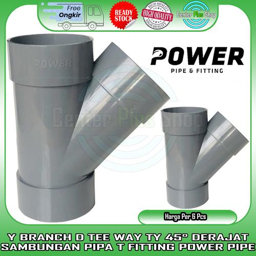Jual 6 Pcs Tee Y Branch PVC T Power D TY Cabang 45 Derajat Sambungan ...