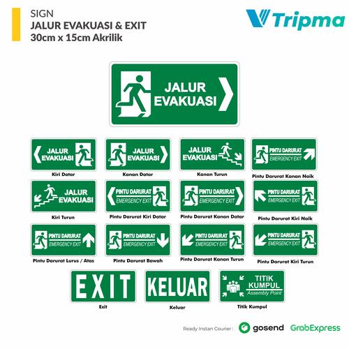 Jual Rambu Jalur Evakuasi - Exit 30cm x 15cm - Acrylic + Sticker ...