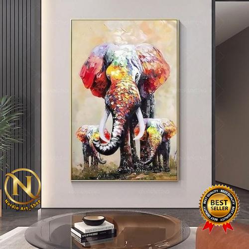 Jual Lukisan Gajah + Frame - Kab. Bandung - Nurdin Art_Shop | Tokopedia