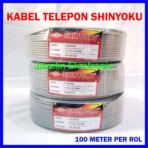 Jual Kabel Telepon Shinyoku 2C 100 meter Abu-abu / Kabel Telpon - 6 rol ...
