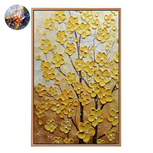 Jual Lukisan Bunga kuning tekstur 100x150 rangka kayu - 80x120 + Frame ...