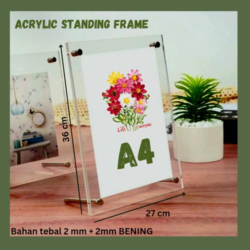 Jual ACRYLIC STANDING FRAME A4 tebal 2mm+2mm/ AKRILIK FRAME/ BINGKAI ...