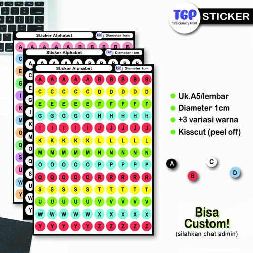 Jual Sticker Alfabet Huruf 1cm, Stiker Bulat Label Huruf Kecil, Bisa ...
