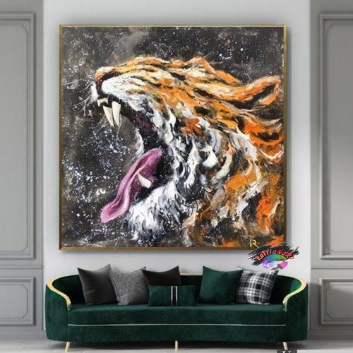 Jual Lukisan Modern Abstract Contemporary Art Tiger Painting Palette ...