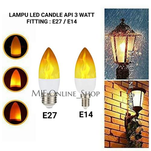 Jual LAMPU LED CANDLE API 3 WATT FITTING E27 / E14 LAMPU DEKORASI ...
