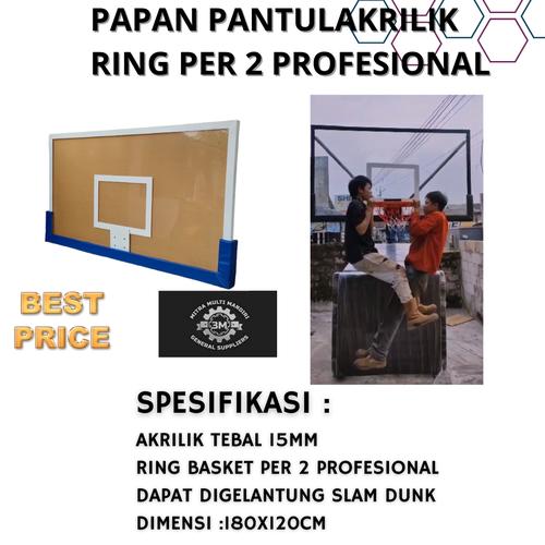 Jual Papan pantul basket profesional akrilik 15mm 180x105cm ring per 2 ...