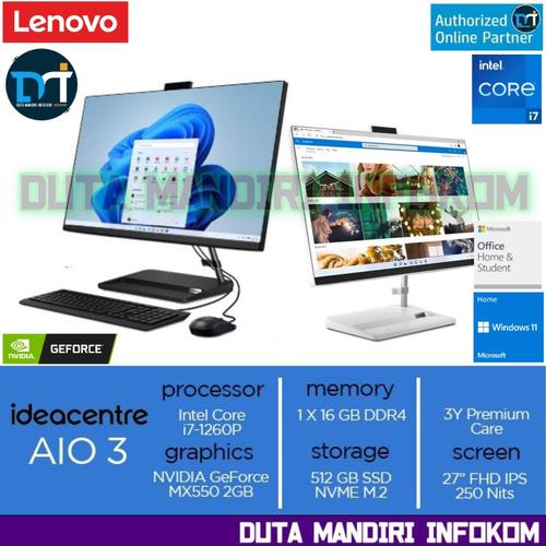 Promo Lenovo IdeaCentre AIO 3 27IAP7 - i7-1260P 16GB 512GB MX550 27" W11+OHS - Black Edition ...