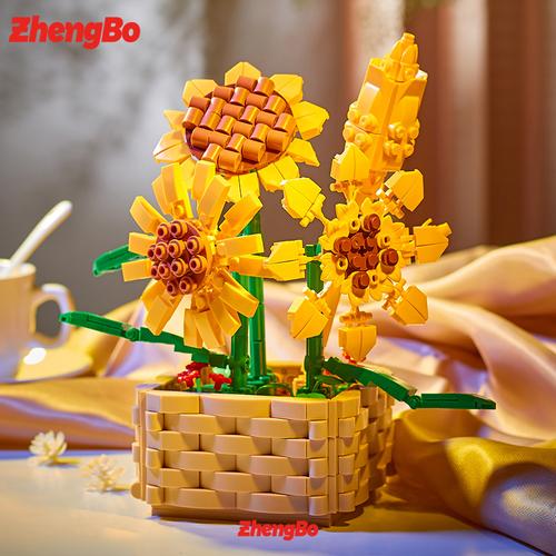 Jual Bunga Matahari Bunga Sakura dengan Mainan Blok Bangunan Pot Bunga ...