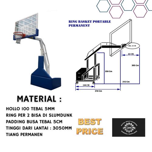 Jual ring basket permanen tiang basket papan pantul tempered 12mm - Kab ...