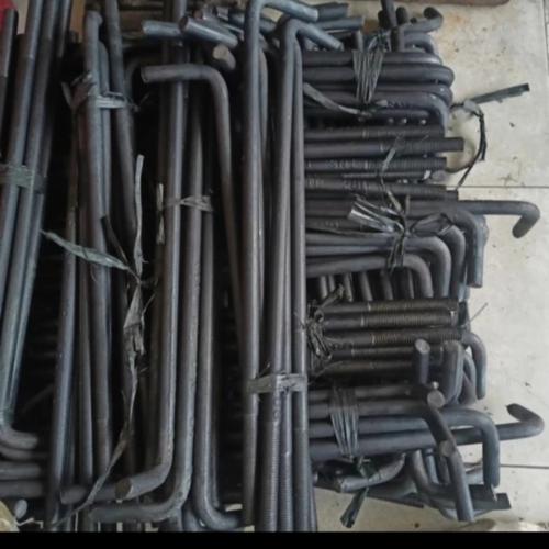 Jual besi angkur 19mm x 30 x 10 bahan besi hitam beton ( 2 mur + 1 ring ...