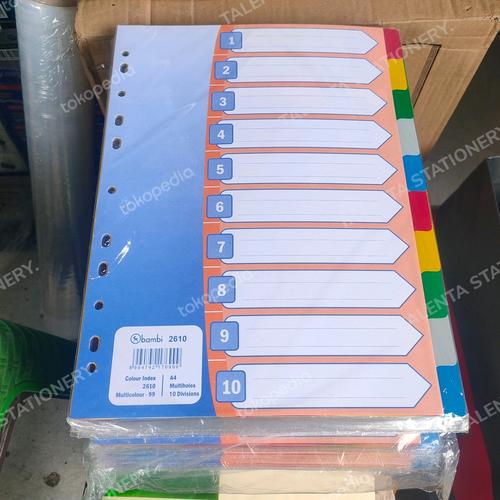 Jual divider pembatas Bambi 2610 color index A4 multiholes 10 Divisions ...