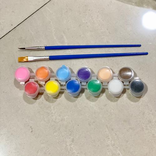 Jual alat warna Cat air set anak melukis watercolor + kuas 12/8/6 warna ...