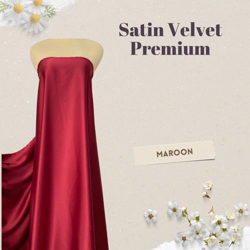 Jual kain satin meteran furing polos velvet premium warna merah maroon ...