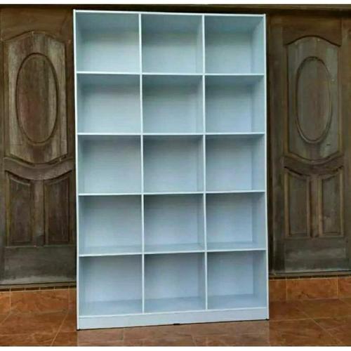 Jual Lemari Buku Kayu / Rak Buku Kayu Jumbo 4 Susun 12 Sekat - Hitam ...