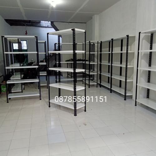 Jual rak besi siku bisa bongkar pasang P 100 30 200 susun 5 - putih ...