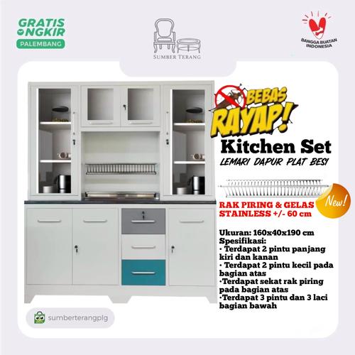 Jual Kabinet Lemari Rak Piring Kitchen Set 4 pintu Lemari Dapur Plat ...
