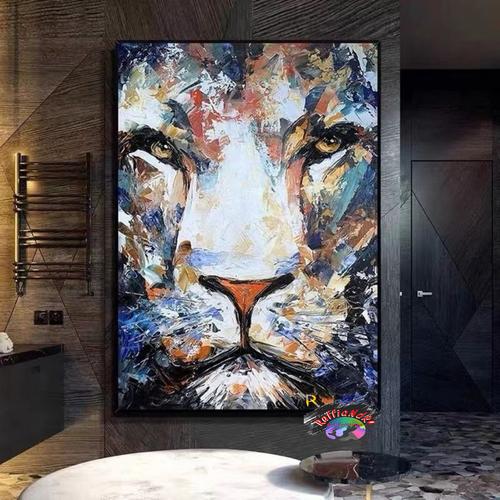 Jual Lukisan Tangan Modern Abstract Texture Impressionist Lion ...