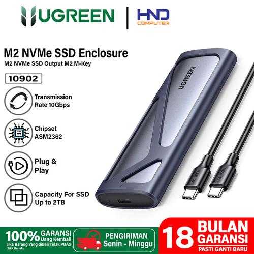 Jual UGREEN 10902 Enclosure SSD NVMe M.2 USB C Female to M.2 M-Key 10G 50cm - Kota Makassar ...