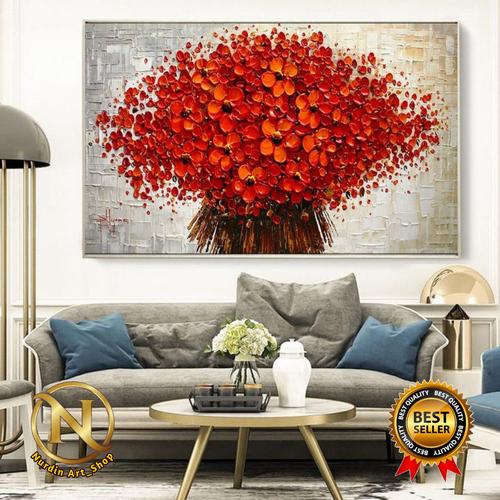 Jual Lukisan Bunga Merah cantik timbul + Frame - Kab. Bandung - Nurdin ...