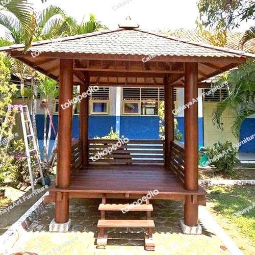 Jual gazebo kayu jati minimalis modern 2X2M , gazebo taman , gazebo ...