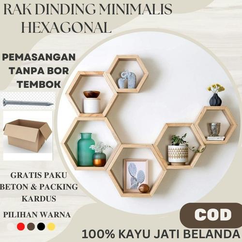Jual Rak Dinding Minimalis Hexagonal Hiasan Gantung Ambalan Hambalan ...