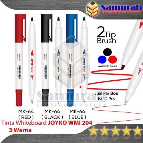 Jual Spidol Marker Joyko MK 64 Hitam - Biru - Merah 2 mata pena Double ...