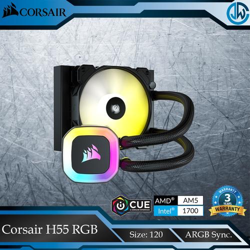 Jual Corsair H55 RGB, LGA 1700 / 1200|AM4, AIO Liquid CPU Cooler 120MM ...
