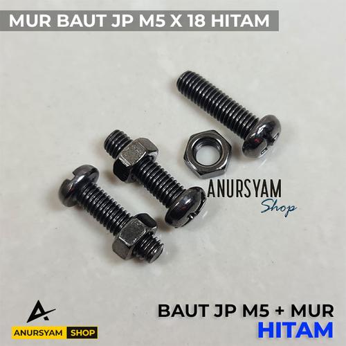 Jual Baut JP M5 x 18 + Mur Hitam | Baut JP Hitam M5 Set - Kota Cilegon ...