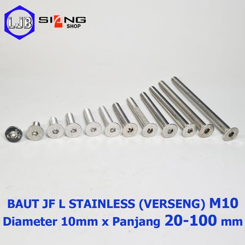 Jual Baut JF L M10 Stainless 304 THE A2-70 (Verseng) Panjang 20 sd 50 mm - 70mm (7cm) - Kota ...